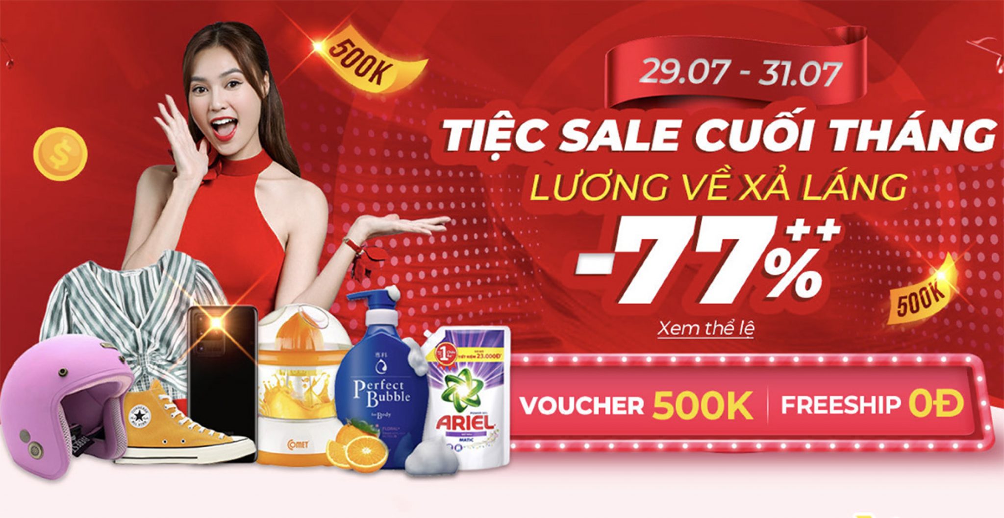 Sendo khuyến mãi Tiệc Sale Cuối Tháng từ 29 - 31/7 có gì hot?